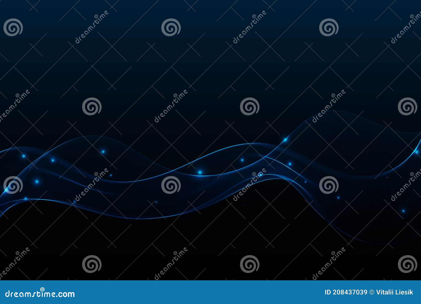 Blue Dynamic Wave on Black Background Blue Wave Flow Stock Vector ...
