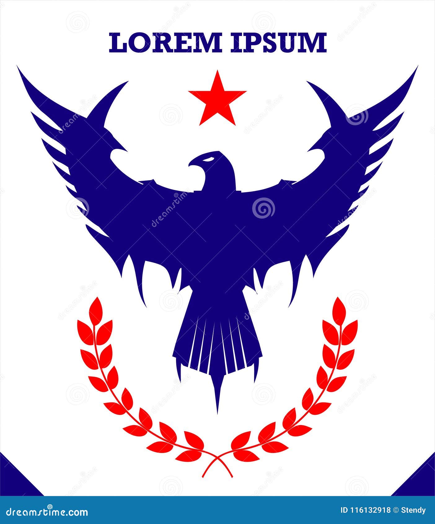 Blue eagle wth star icon stock vector. Illustration of election - 116132918