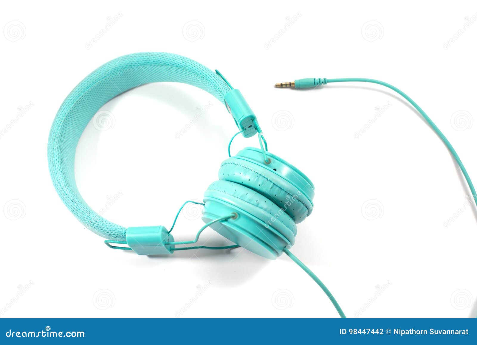 Blue earphone stock photo. Image of device, audio, earpiece - 98447442