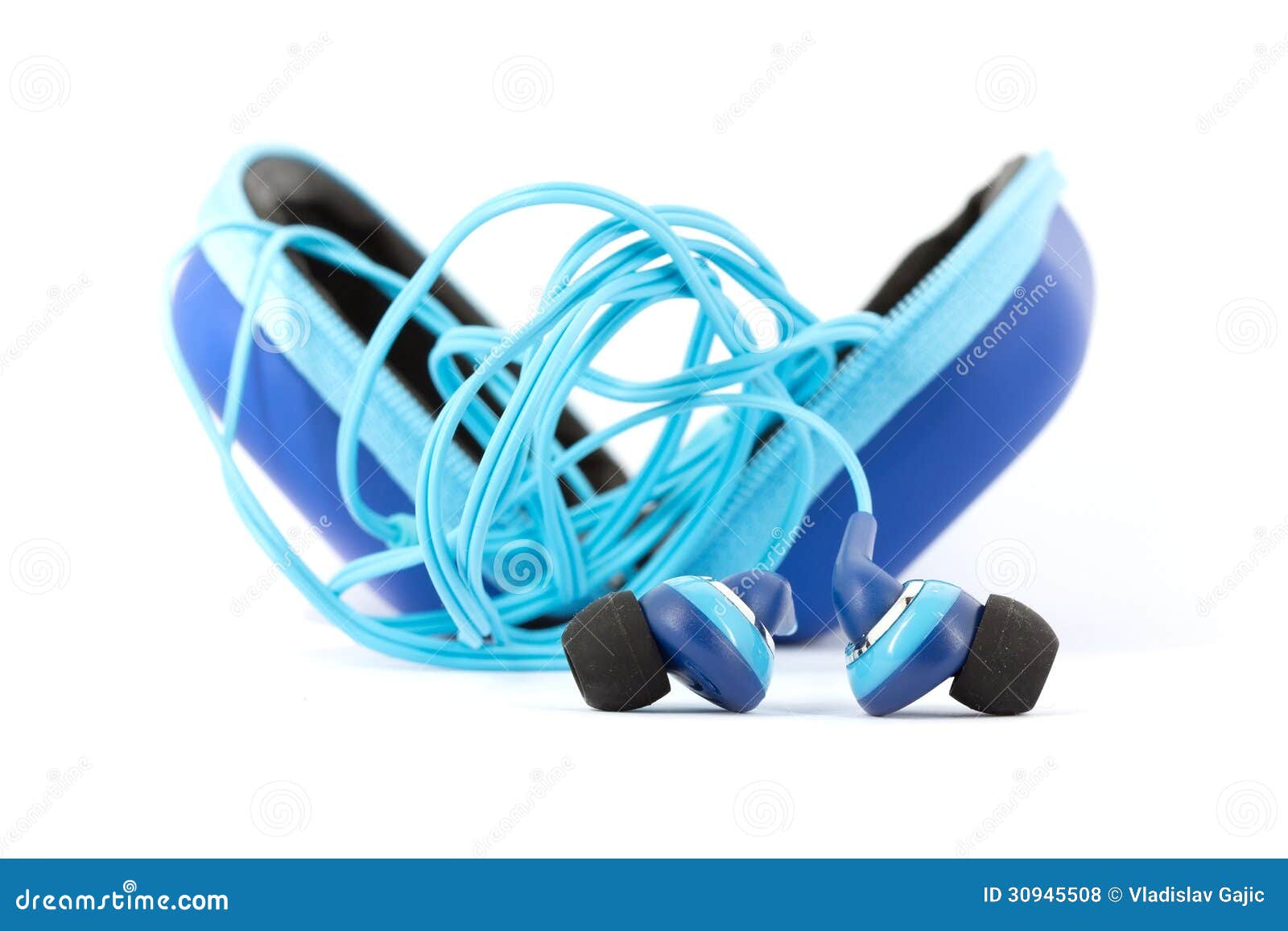 Blue earphones stock photo. Image of headset, design - 30945508