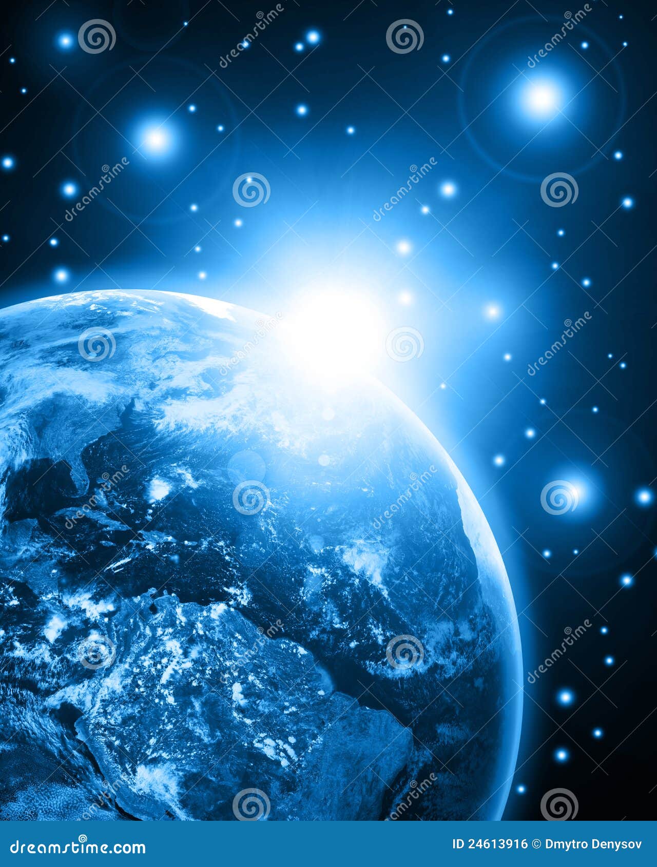 Blue earth stock illustration. Illustration of sunbeams - 24613916