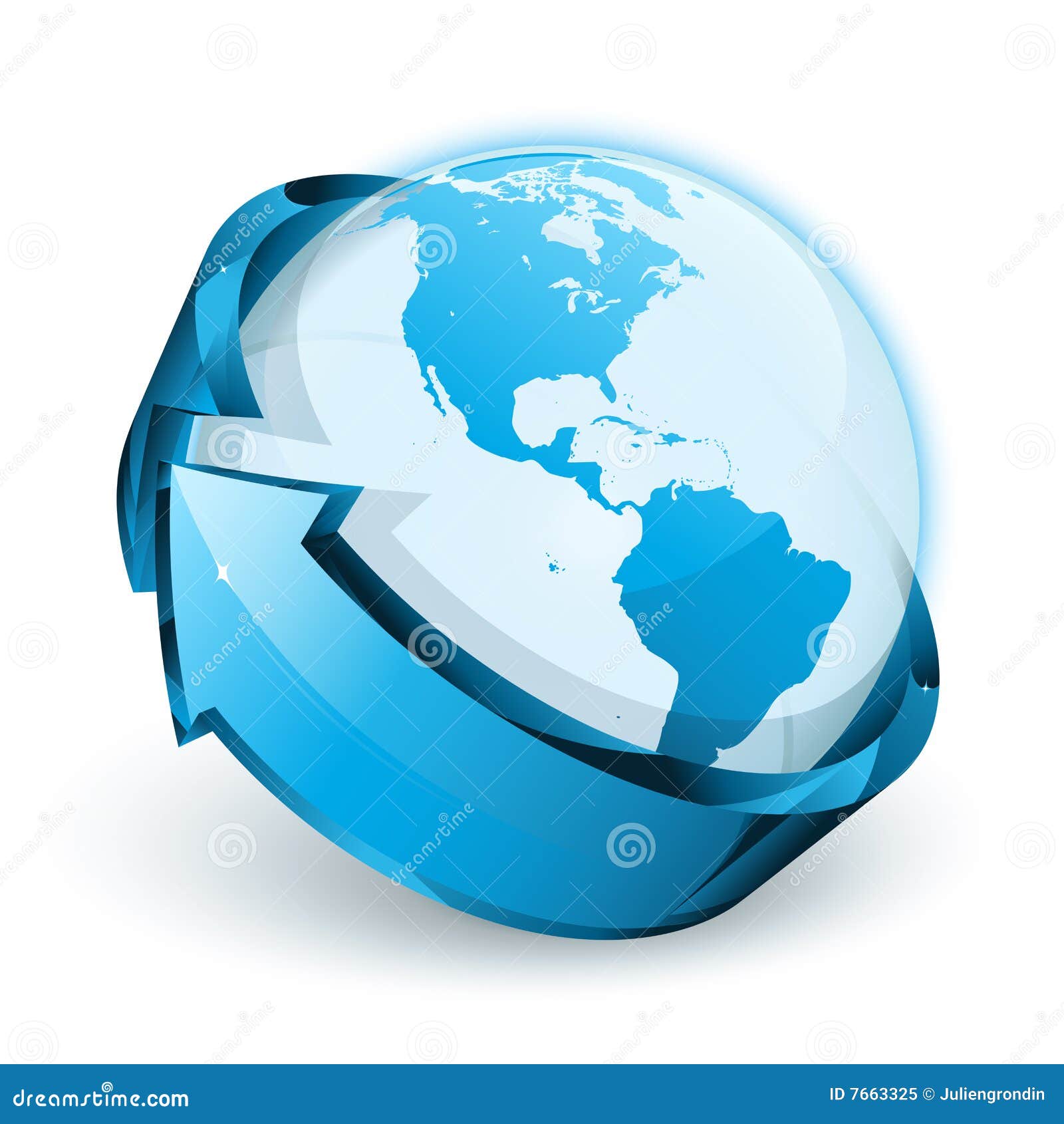 Blue earth with arrow stock vector. Illustration of icon - 7663325