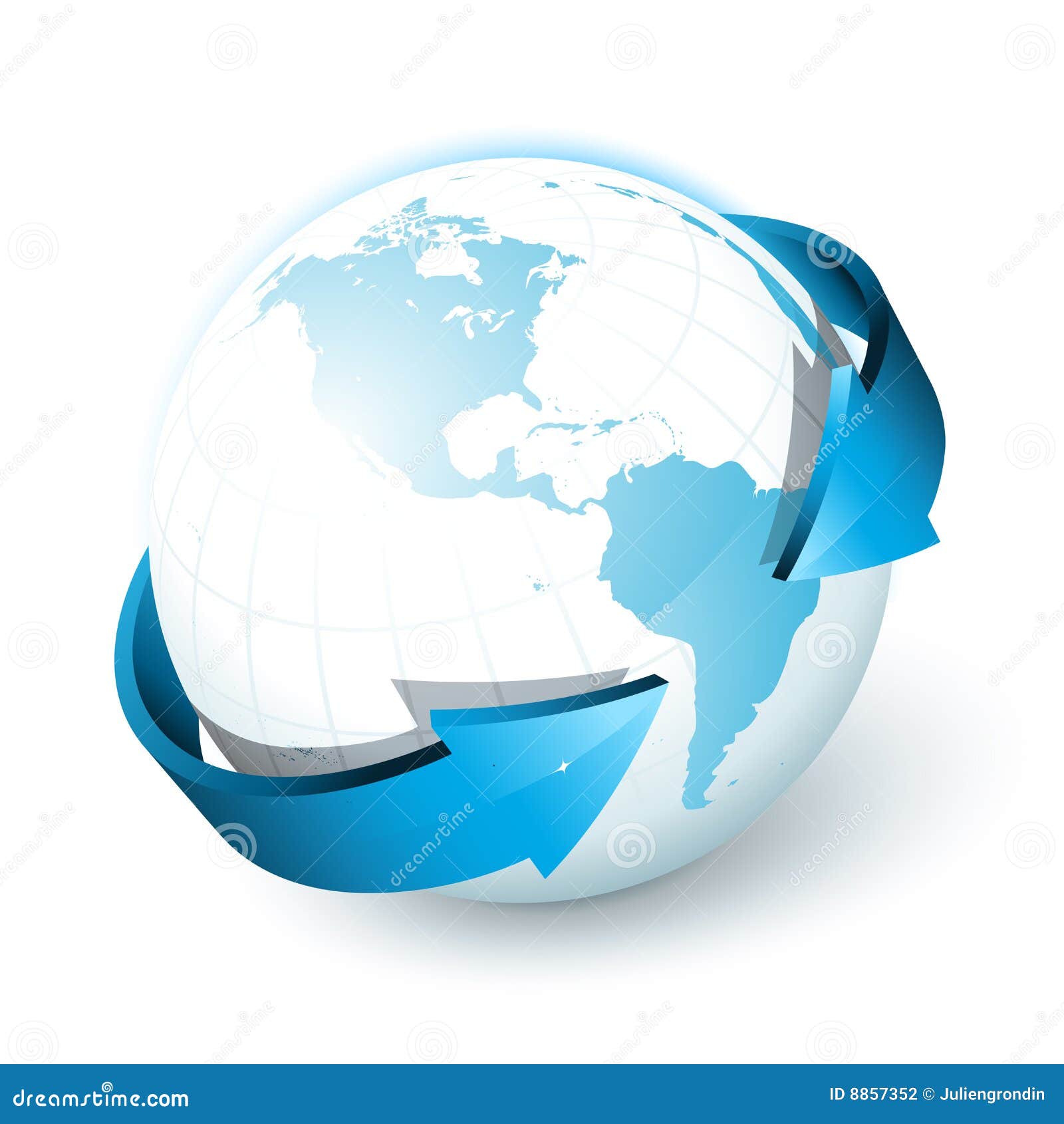 Blue earth with arrows stock vector. Illustration of three - 8857352