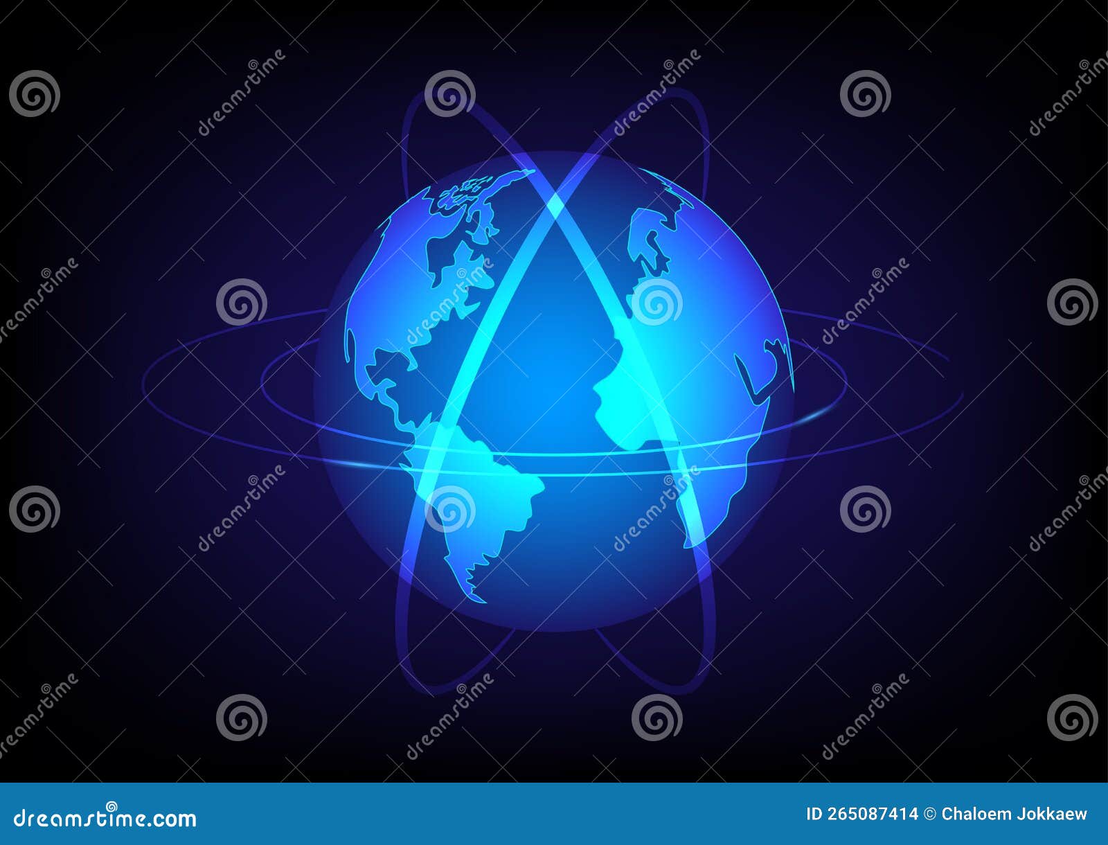 Blue Earth on the Background Hitechnology Stock Vector - Illustration ...