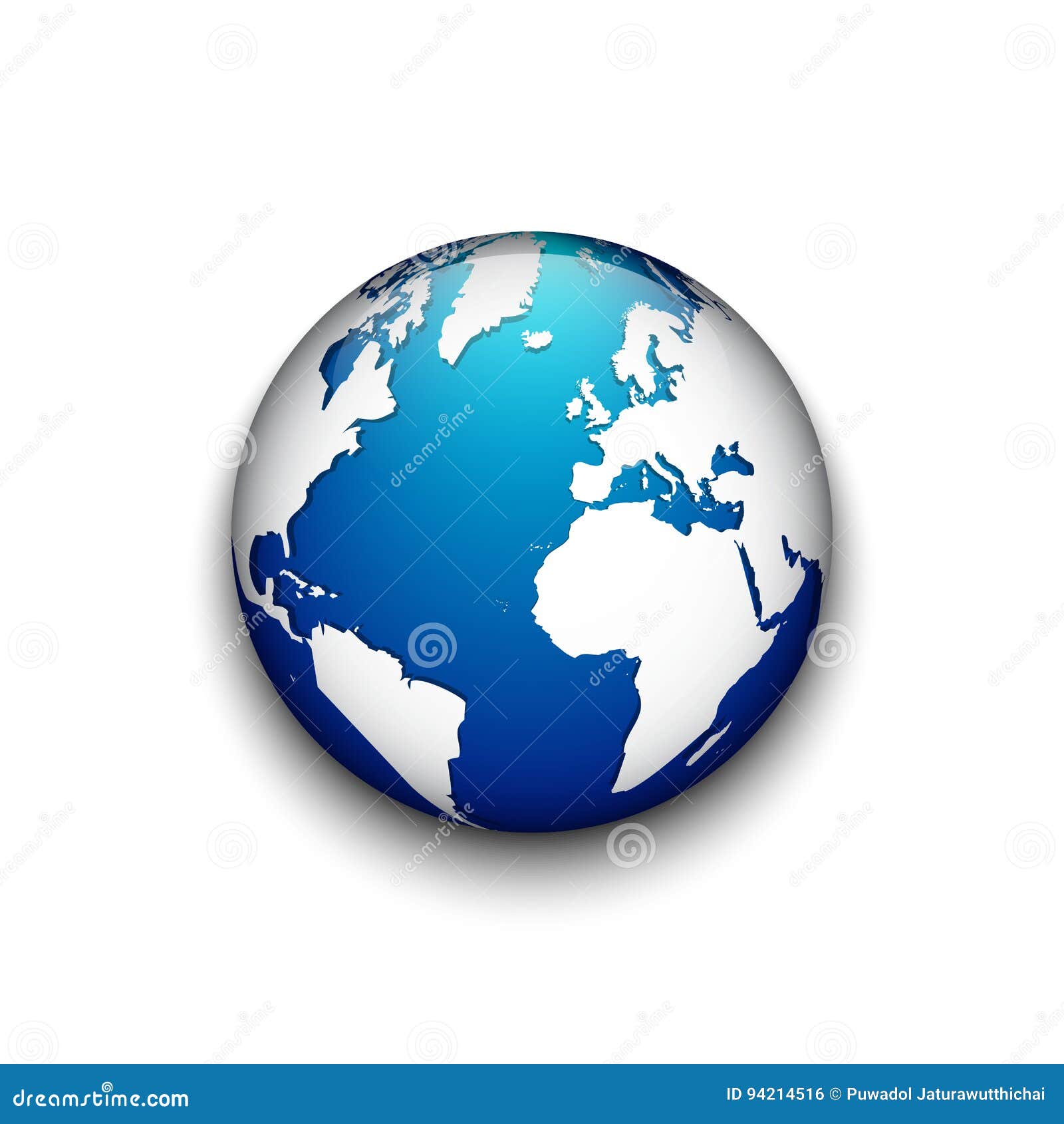 Blue Earth Badge and Shadow . Isolated Stock Vector - Illustration of ...