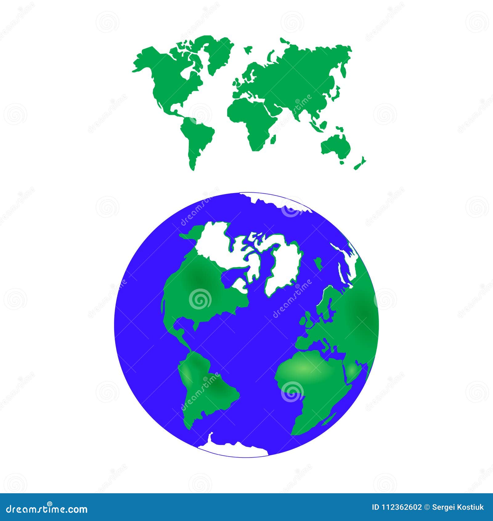 Blue earth 3d vector stock vector. Illustration of continent - 112362602
