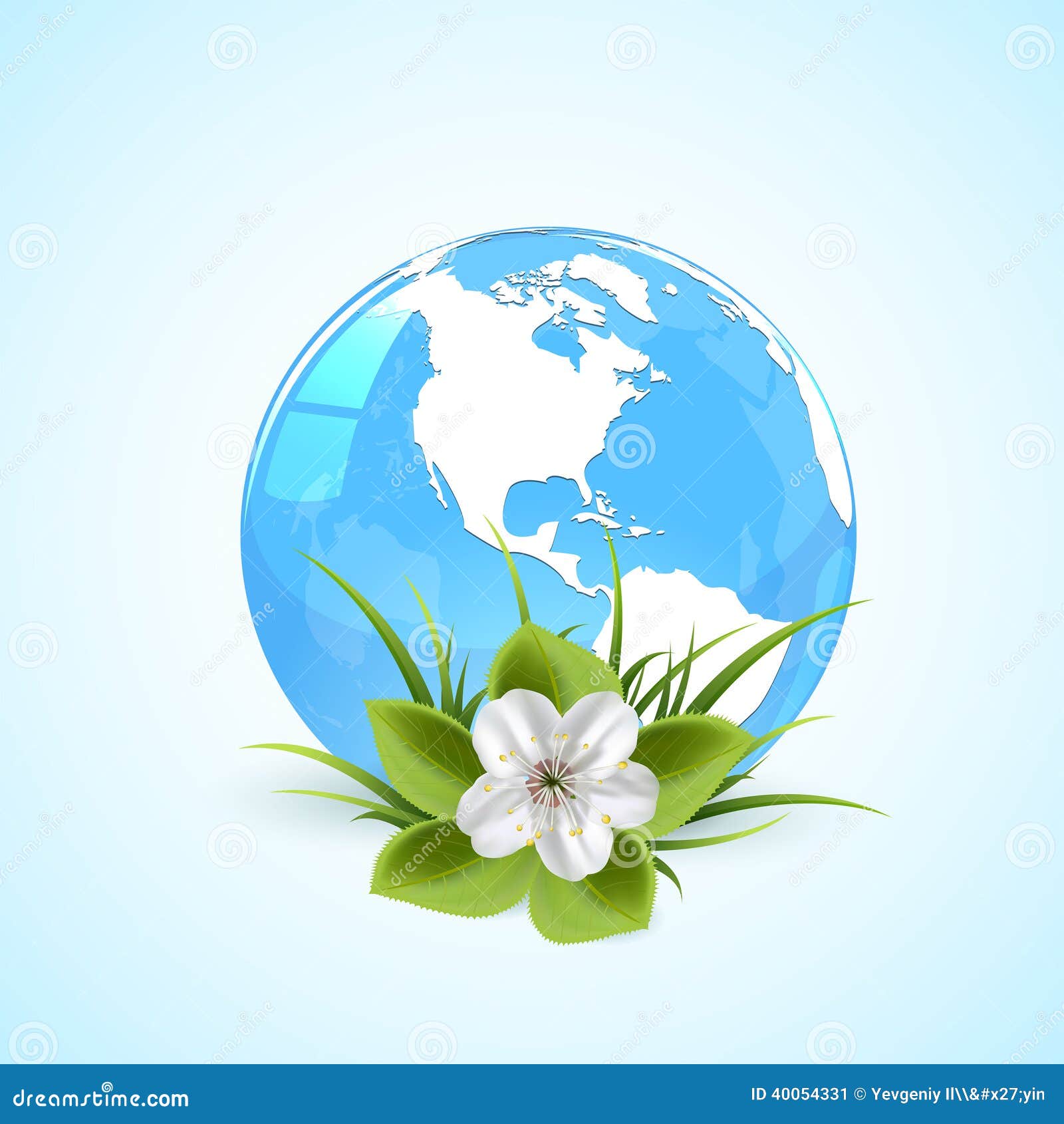 Blue Earth Globe with Flower Stock Vector - Illustration of globe ...