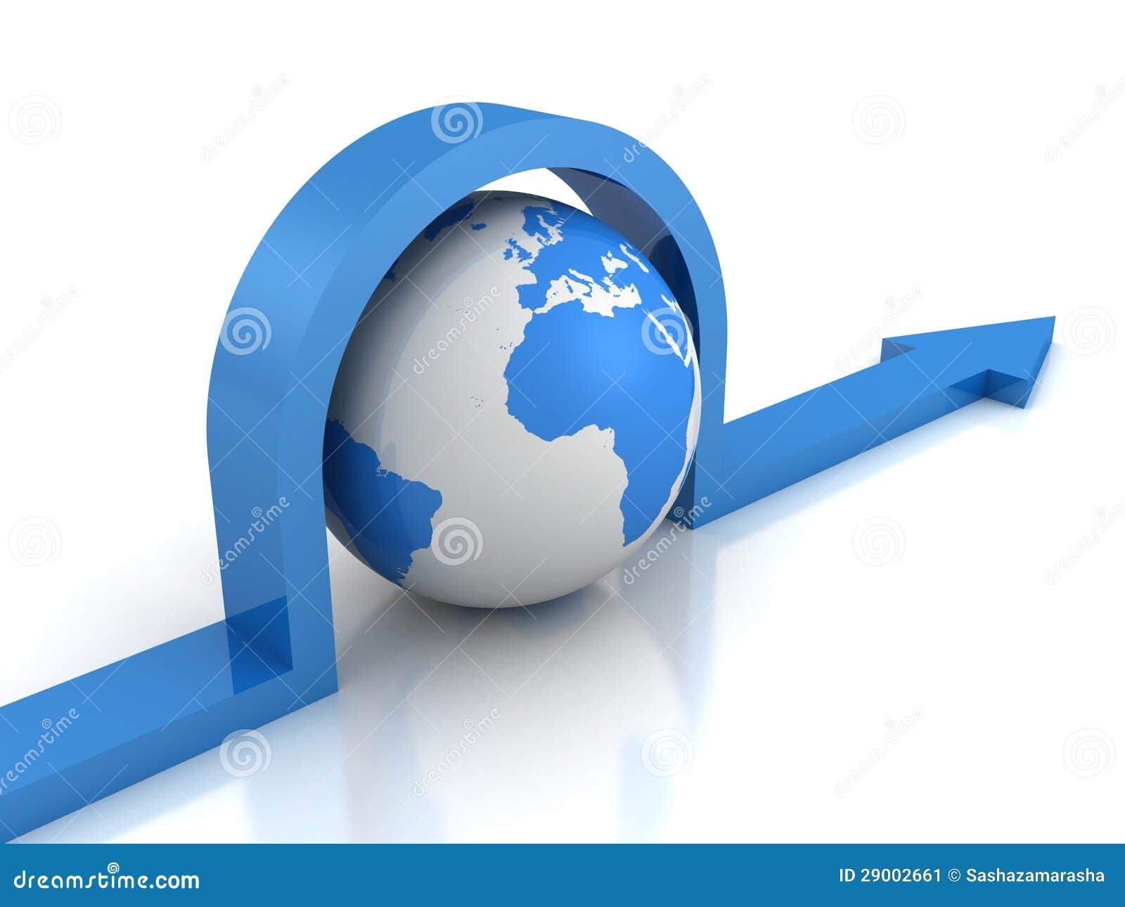 Blue Earth Globe Sphere with Arrow Stock Illustration - Illustration of ...