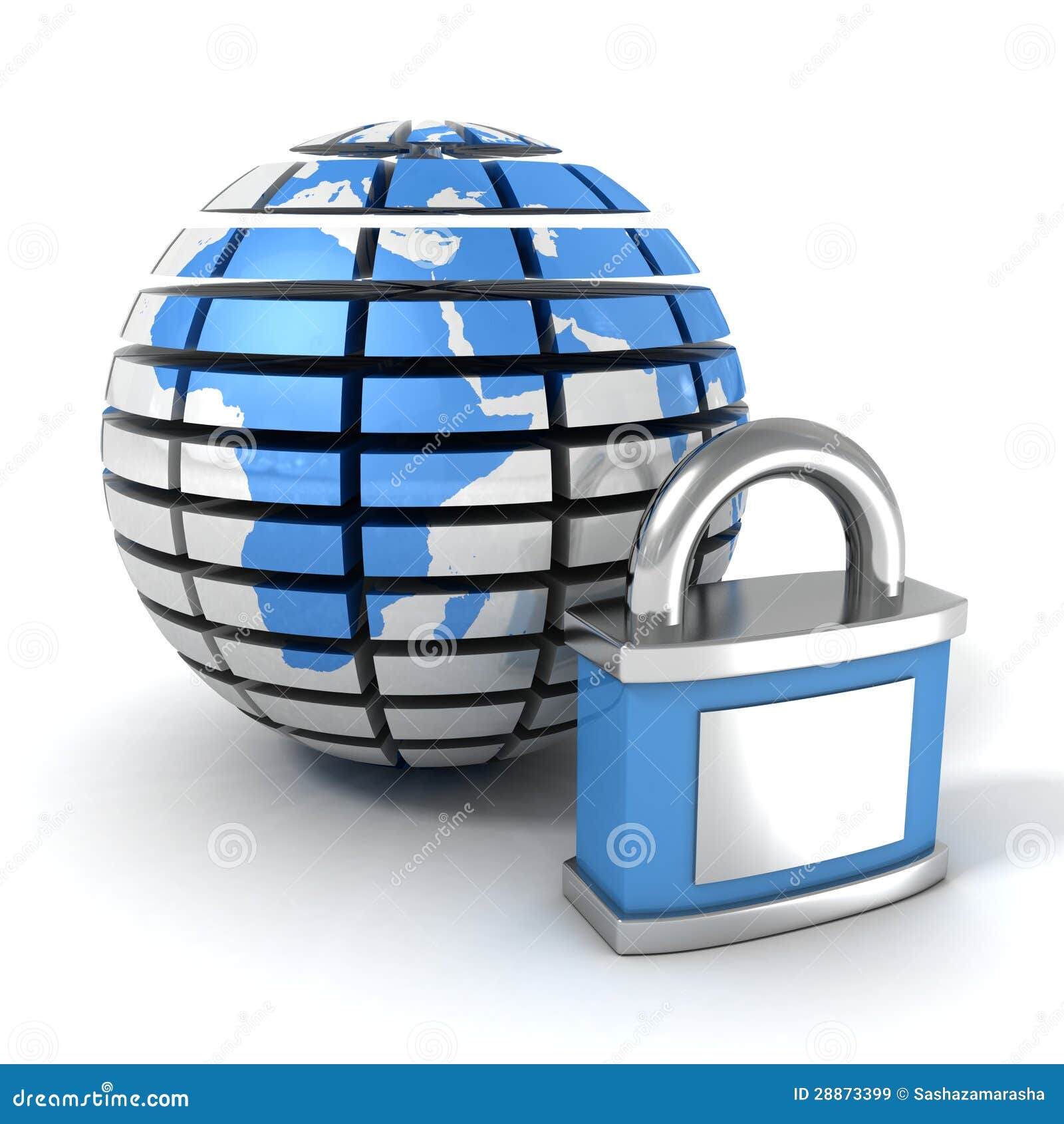 Blue Earth Globe Sphere with Locked Padlock Stock Illustration ...