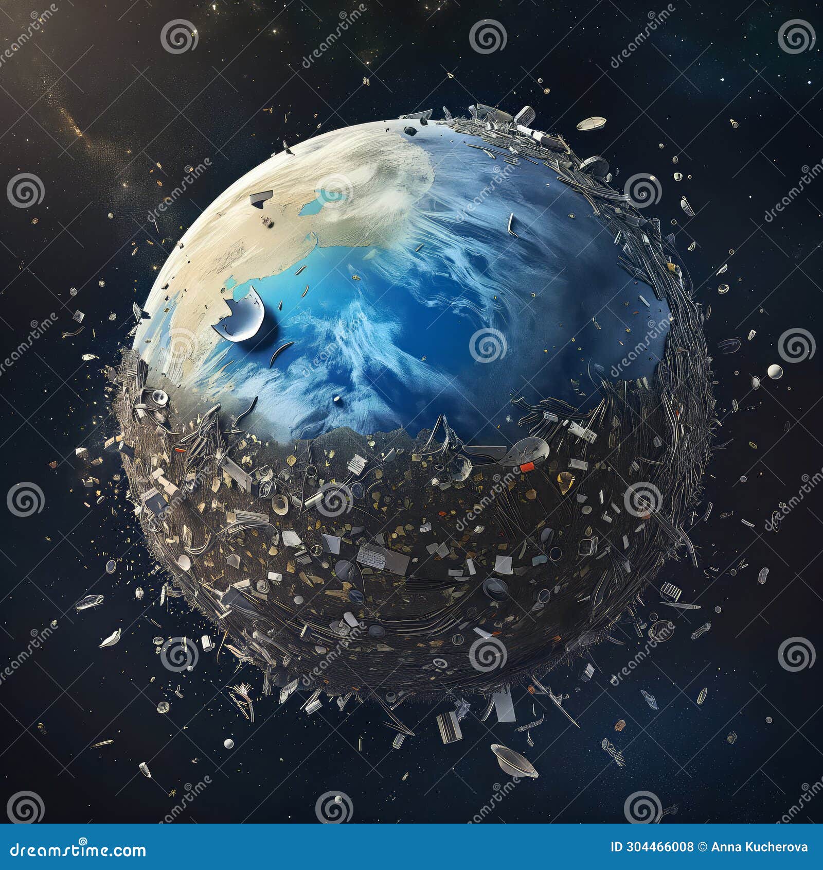 Earth Half Covered With Garbage, Symbolizing Issue Of Global Waste ...