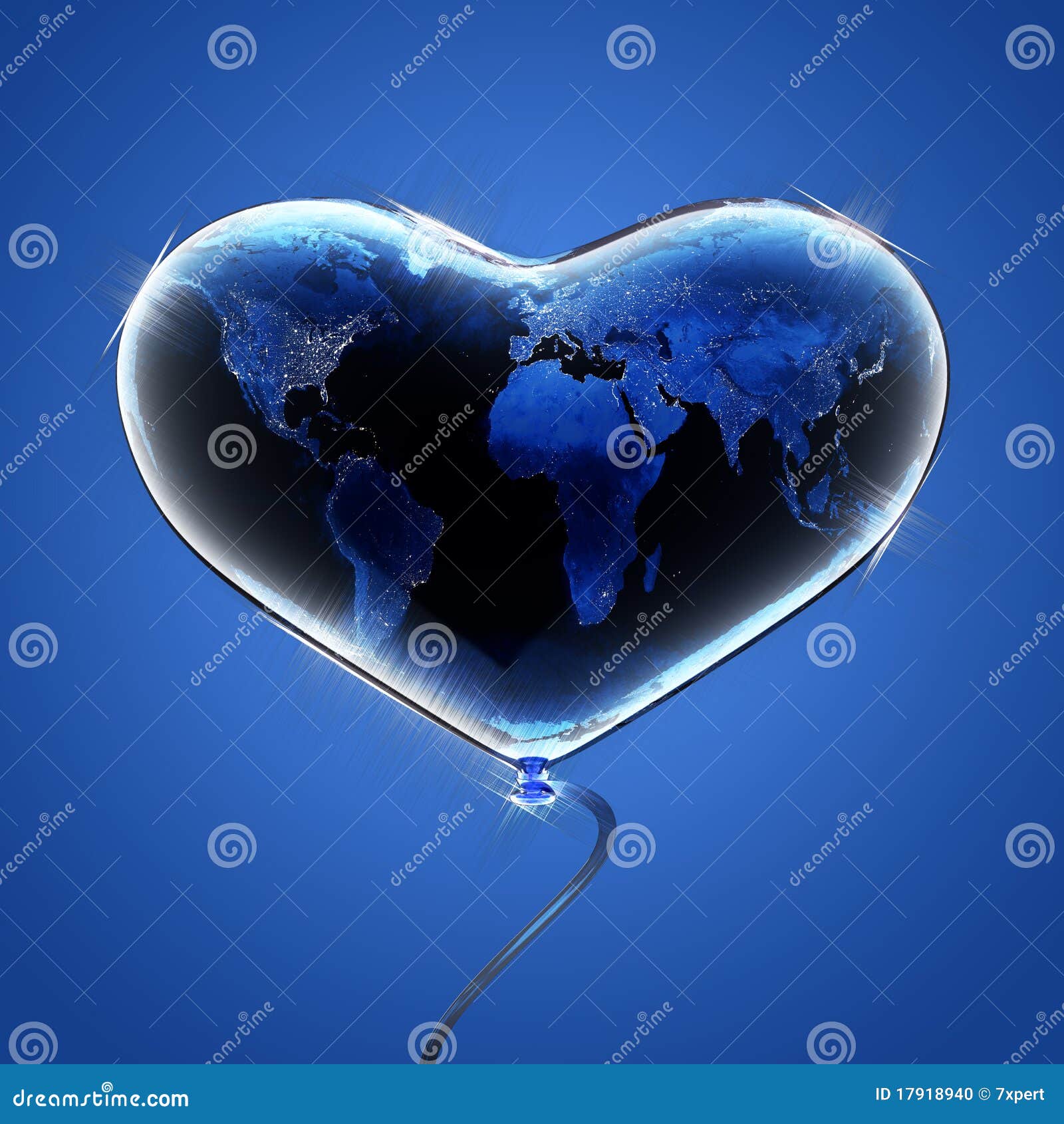 Blue earth heart stock illustration. Illustration of north - 17918940