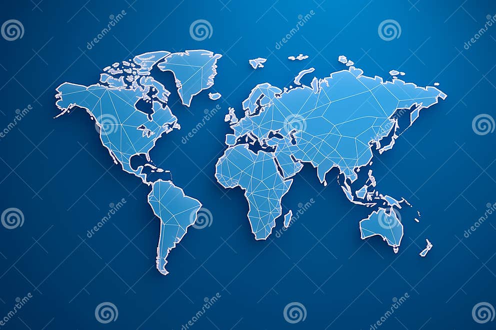 Blue Earth Map Digital Connections Background Generative Ai Stock ...
