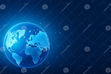 Blue Earth Map Globe Digital Connections Background Generative Ai Stock ...