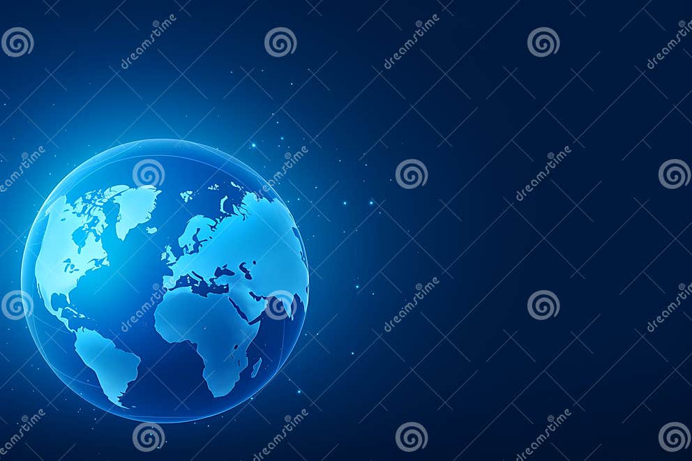 Blue Earth Map Globe Digital Connections Background Generative Ai Stock ...