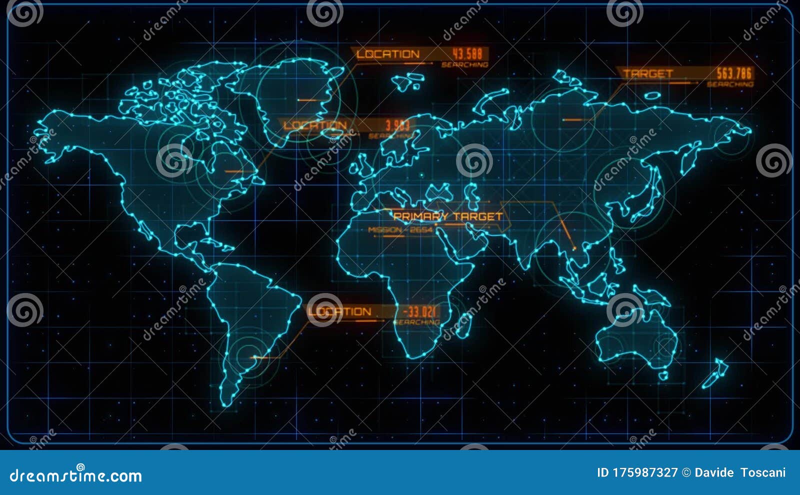 Blue Earth World Map HUD Screen Display Graphic Element Stock Video ...