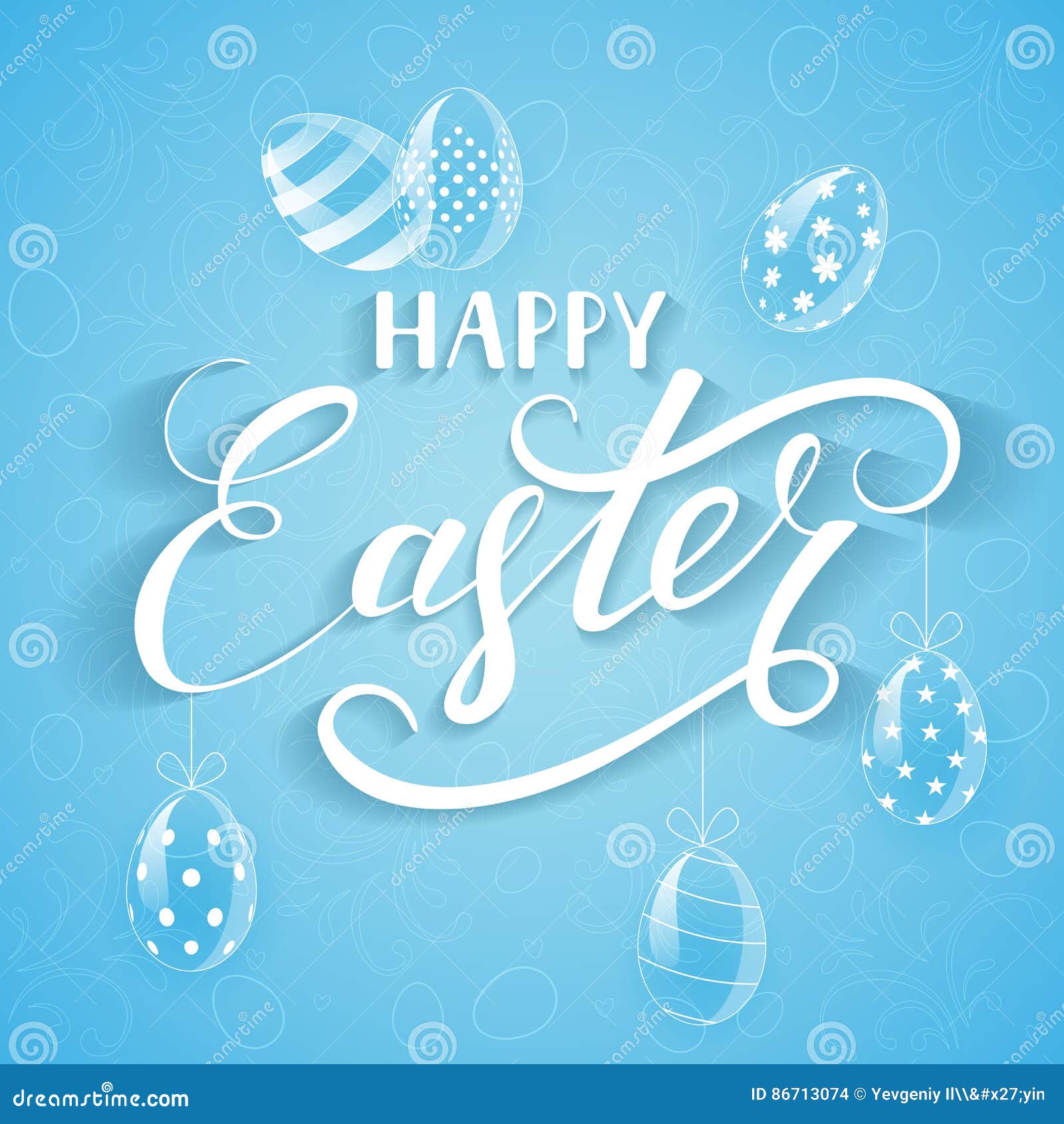 Blue Easter Background with Eggs Stock Vector - Illustration of ...