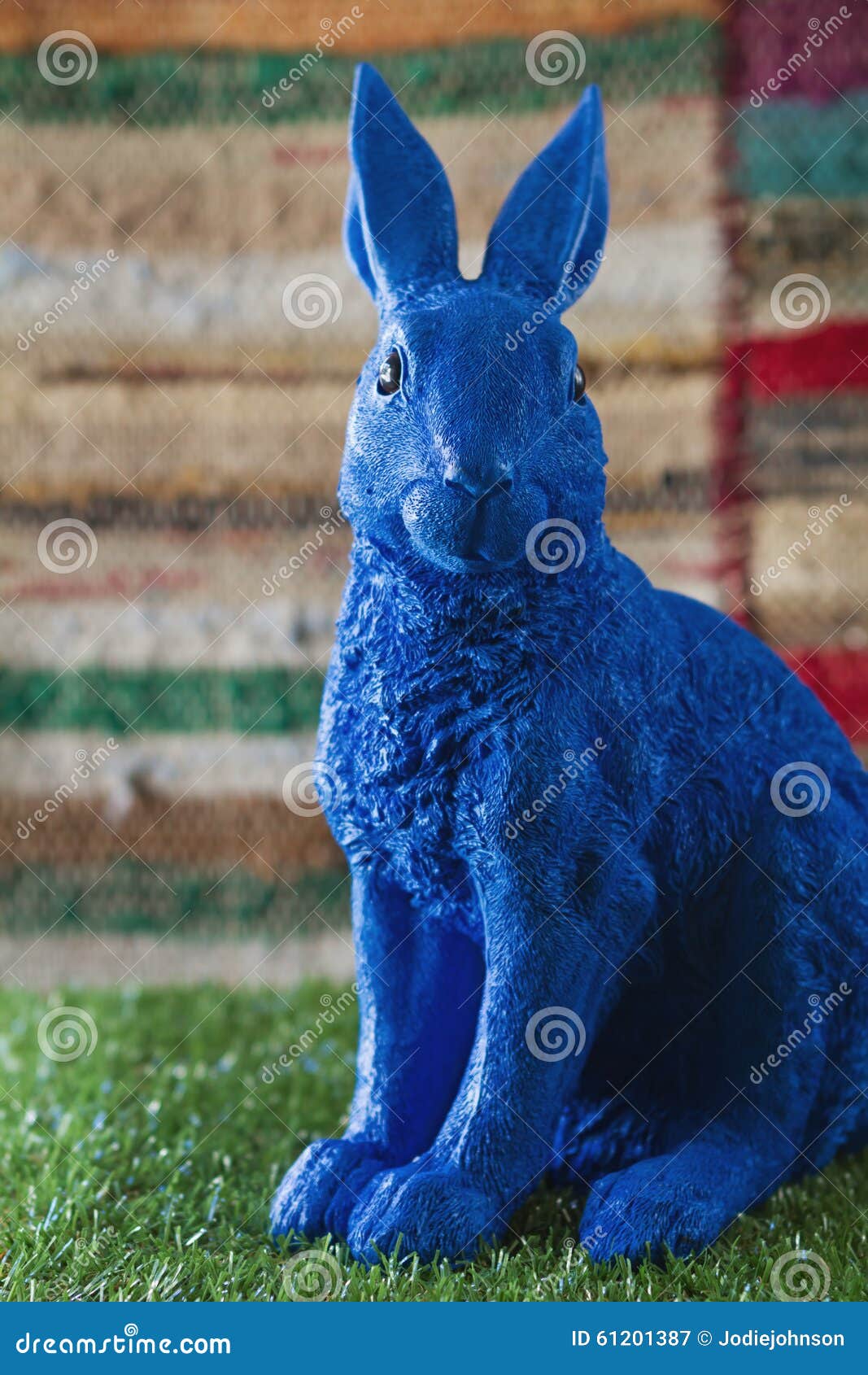Blue Easter Bunny Ornament on Grass Stock Image - Image of still, text ...