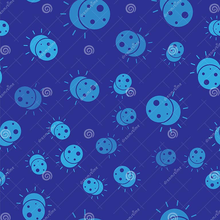 Blue Eclipse of the Sun Icon Isolated Seamless Pattern on Blue ...