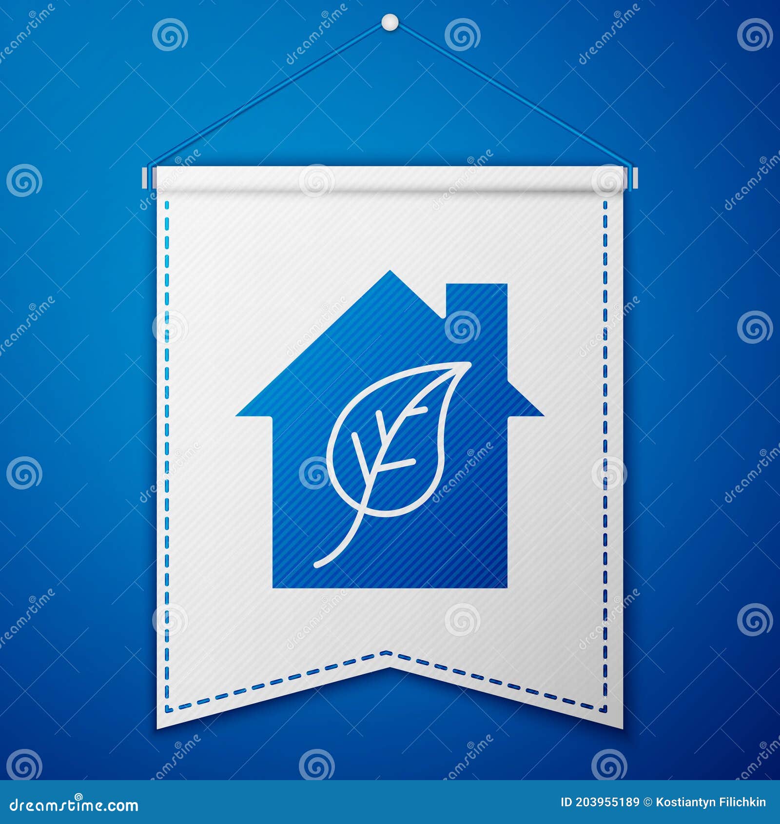 Blue Eco Friendly House Icon Isolated on Blue Background. Eco House ...