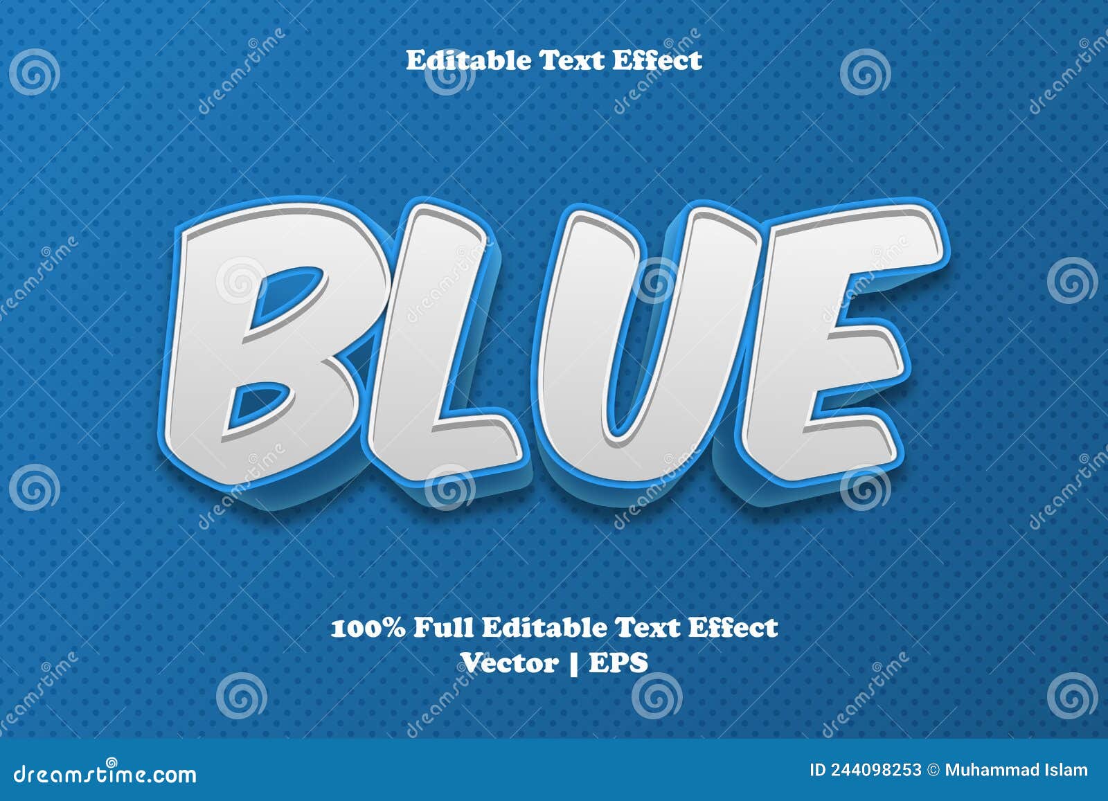 Blue Editable Text Effect Cartoon Style Stock Vector - Illustration of ...
