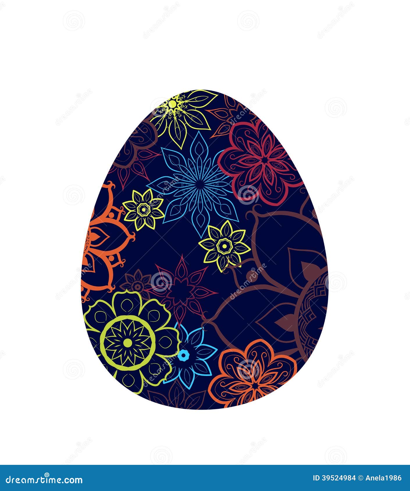Blue Egg with Flower Pattern Stock Vector - Illustration of symbol ...