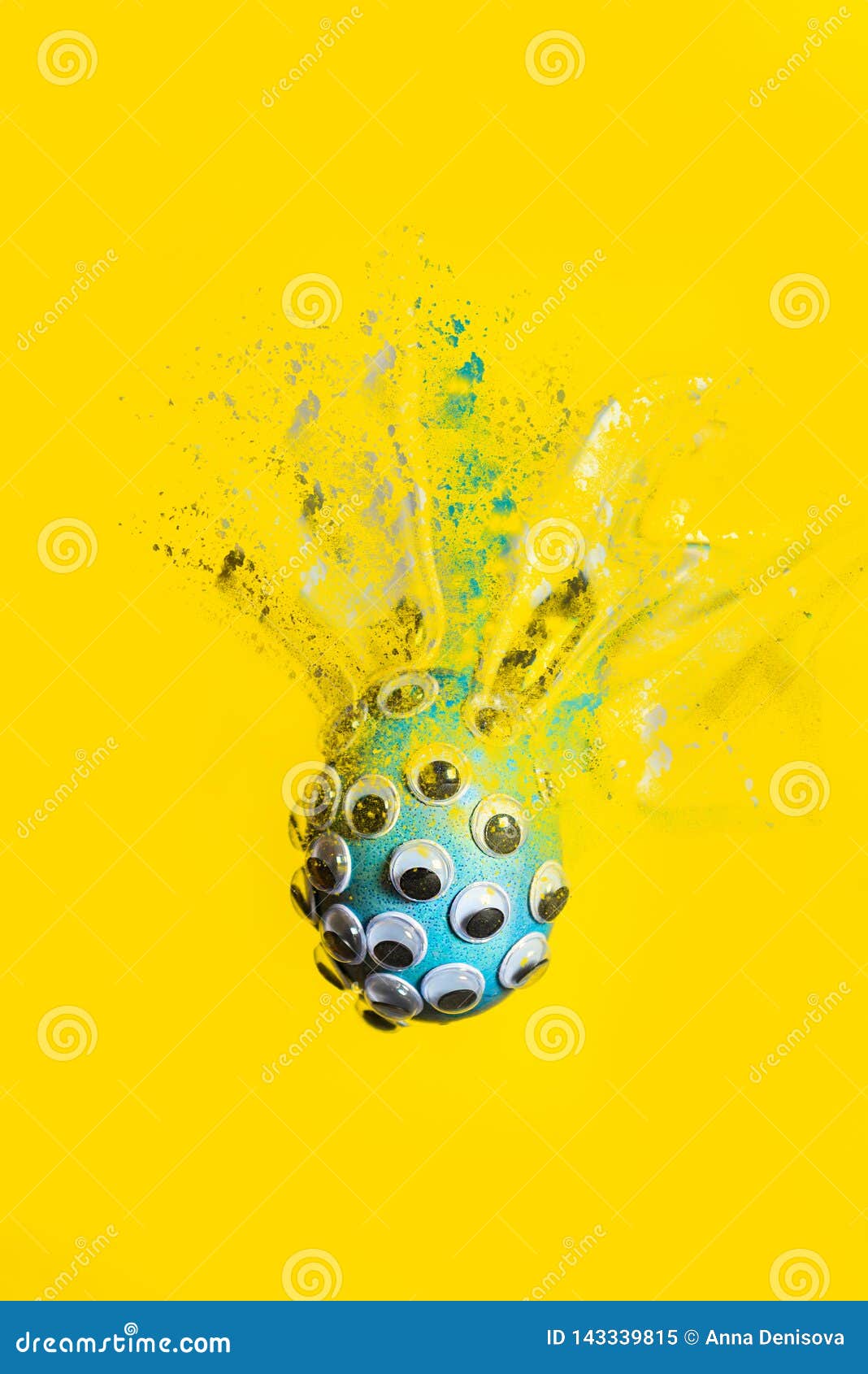 Blue Egg Shell is Covered with Googly Eyes. Minimal Concept Stock Image ...