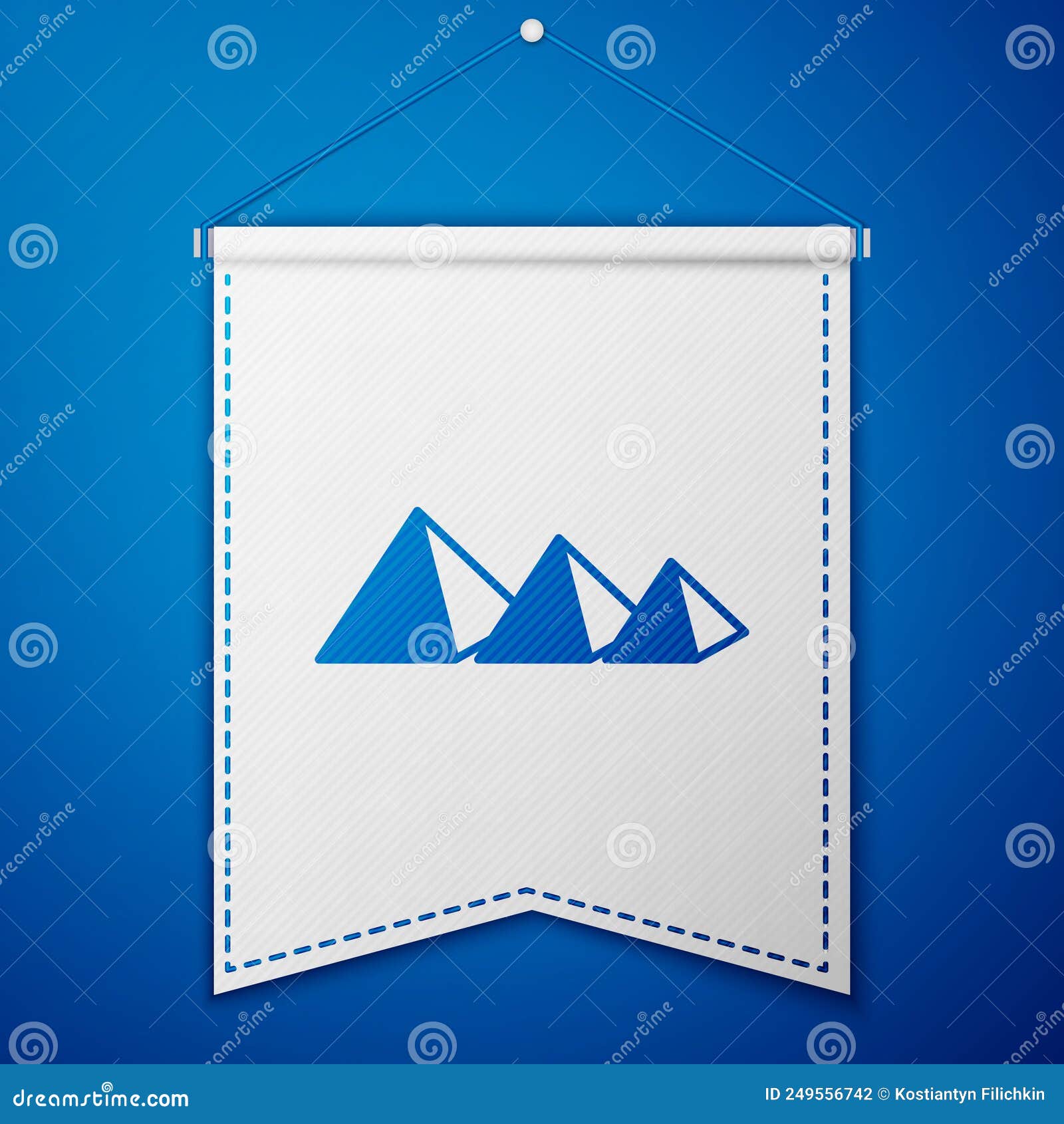 Blue Egypt Pyramids Icon Isolated on Blue Background. Symbol of Ancient ...