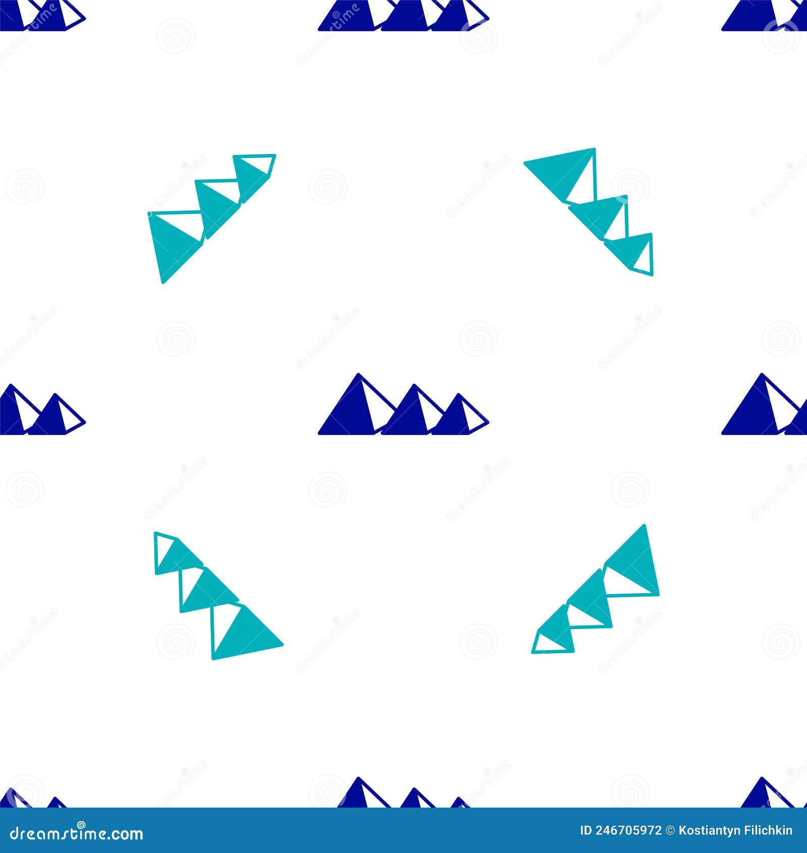 Blue Egypt Pyramids Icon Isolated Seamless Pattern on White Background ...