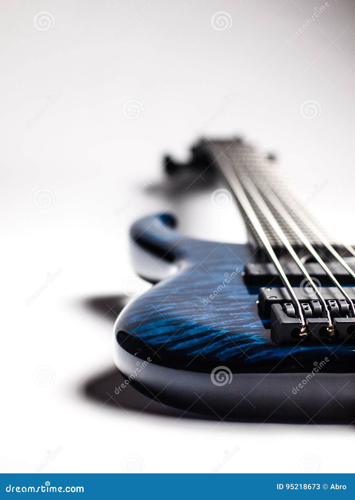 Blue electric bass guitar stock image. Image of stark - 95218673