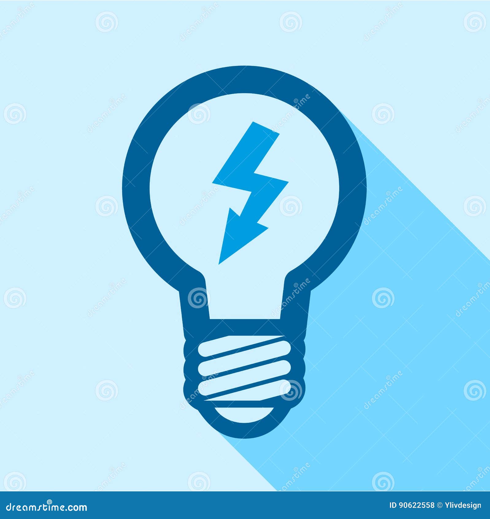 Blue Electric Bulb with Lightning Inside Icon Stock Vector ...