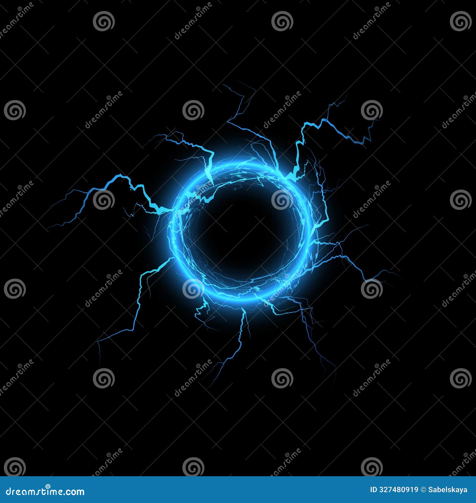 Blue Electric Circle with Thunder Effect Vector Illustration Stock ...