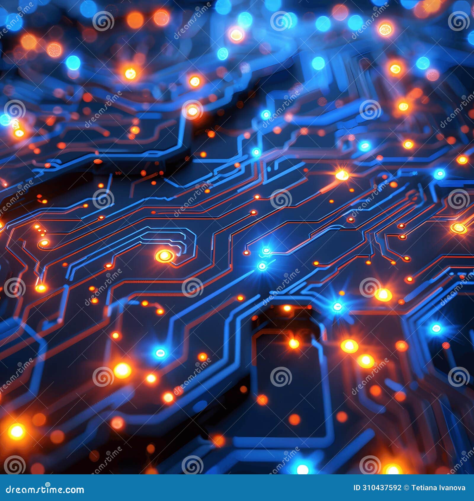 Blue Electric Circuits, High-tech Backdrop. Stock Illustration ...