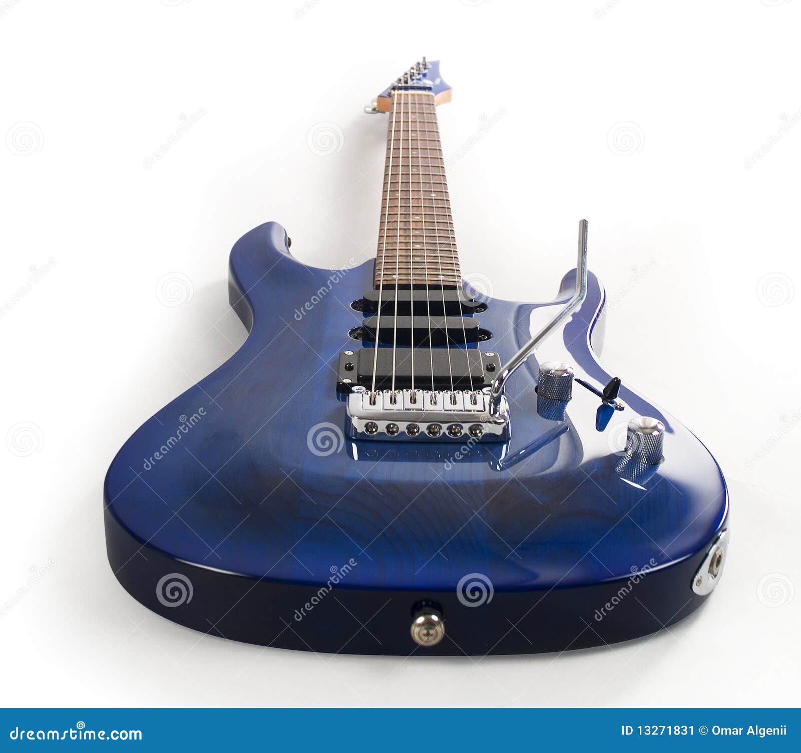 Blue electric Guitar stock image. Image of song, sound - 13271831