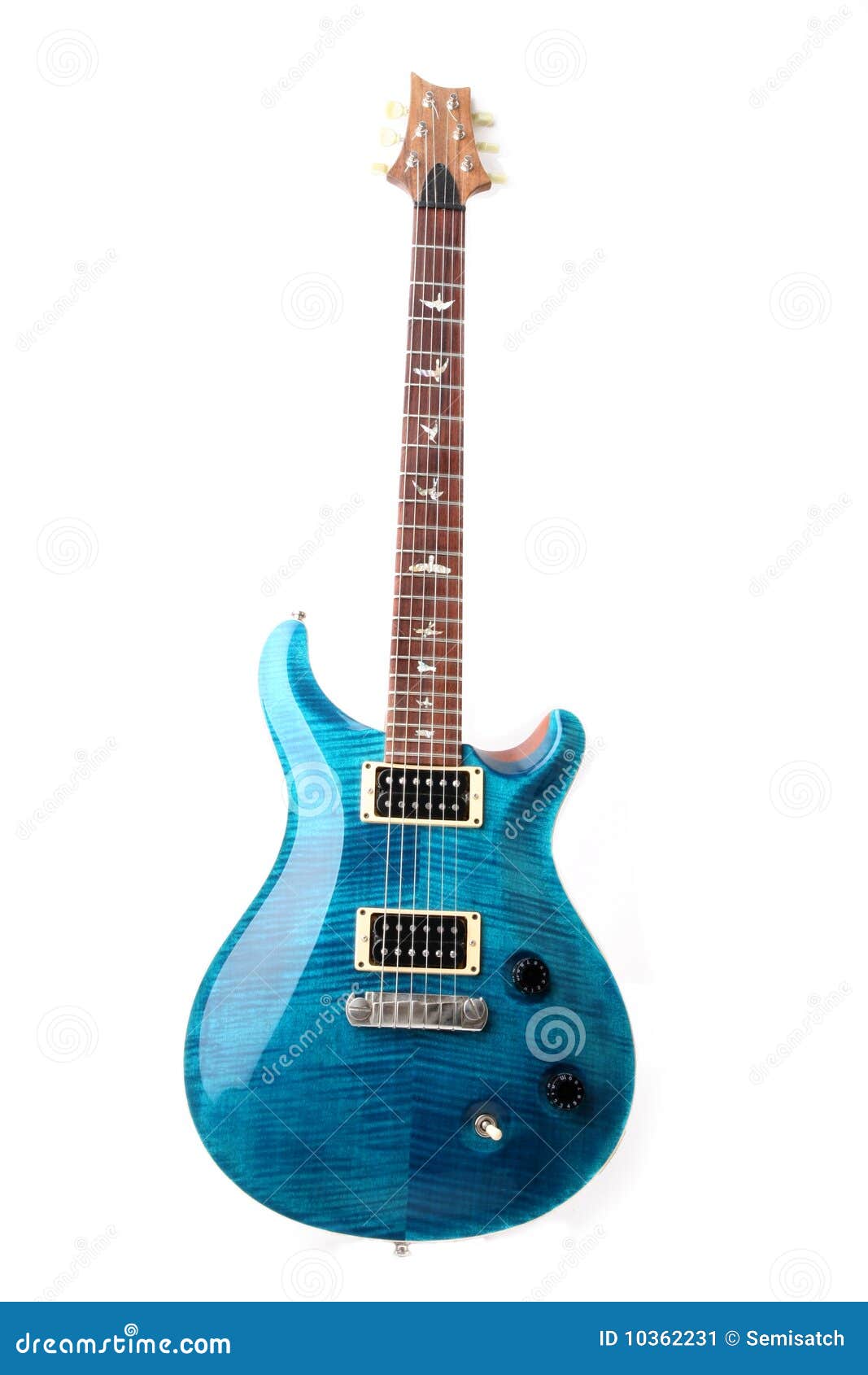 Blue Electric Guitar Isolated Stock Image - Image of sound, electric ...