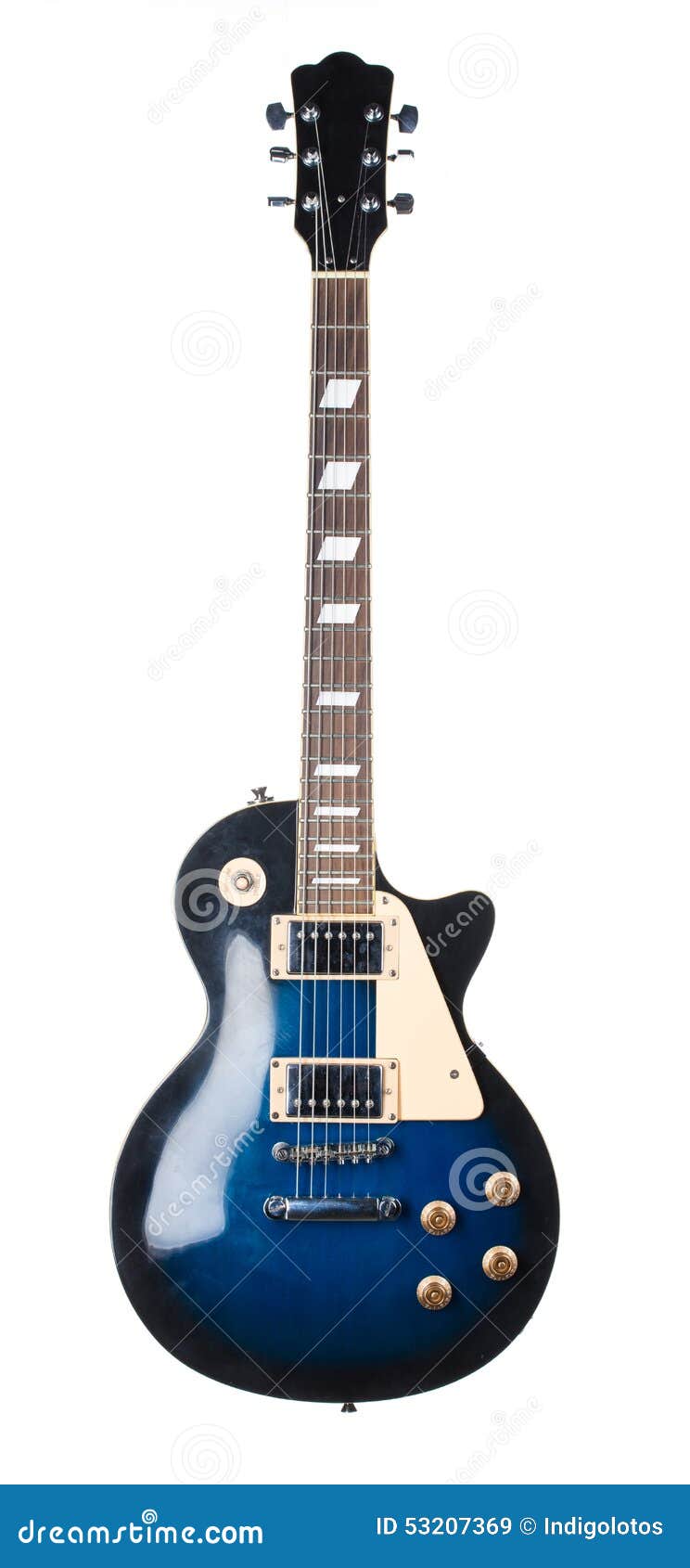 Blue electric guitar. stock image. Image of electric - 53207369