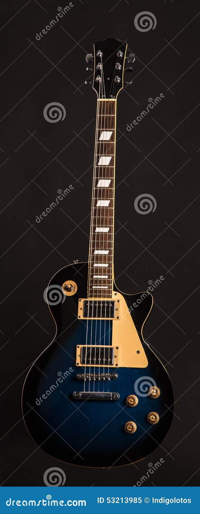 Blue electric guitar. stock image. Image of sound, music - 53213985