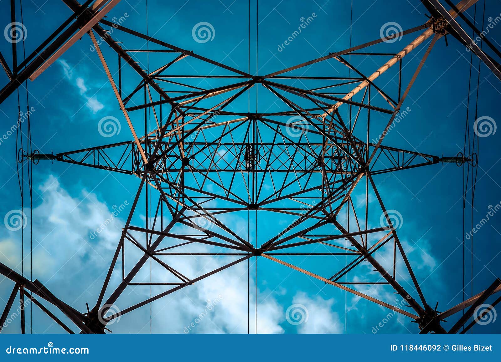 Blue Electric Lines and Sky Stock Photo - Image of blue, high: 118446092