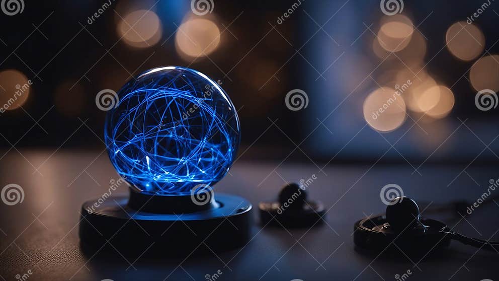 A Blue Electric Orb on a Dark Background Stock Illustration ...