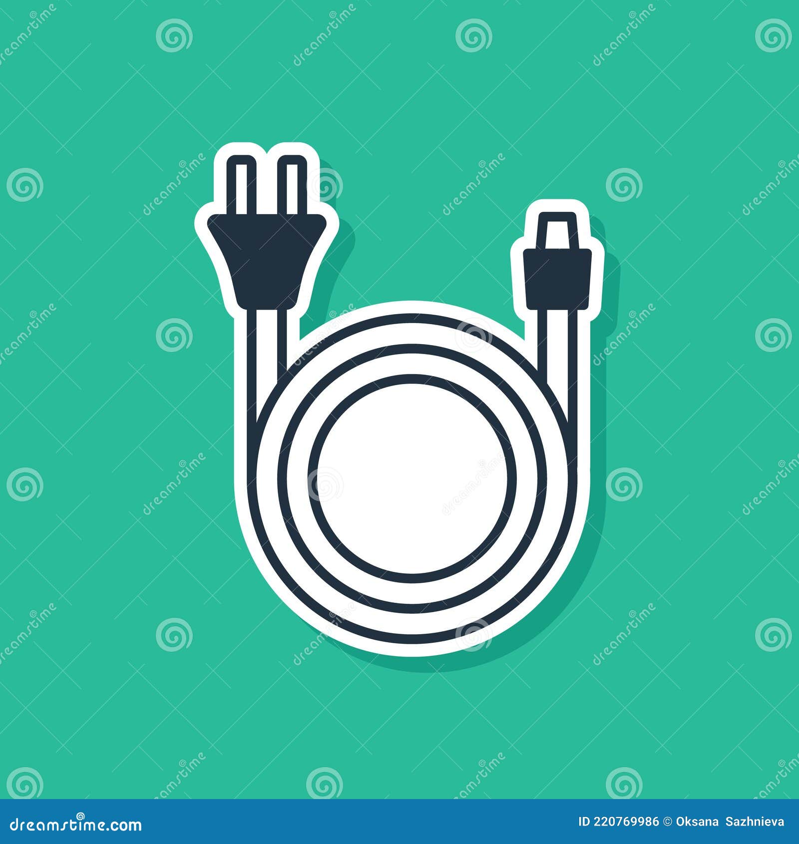 Blue Electric Plug Icon Isolated on Green Background. Concept of ...