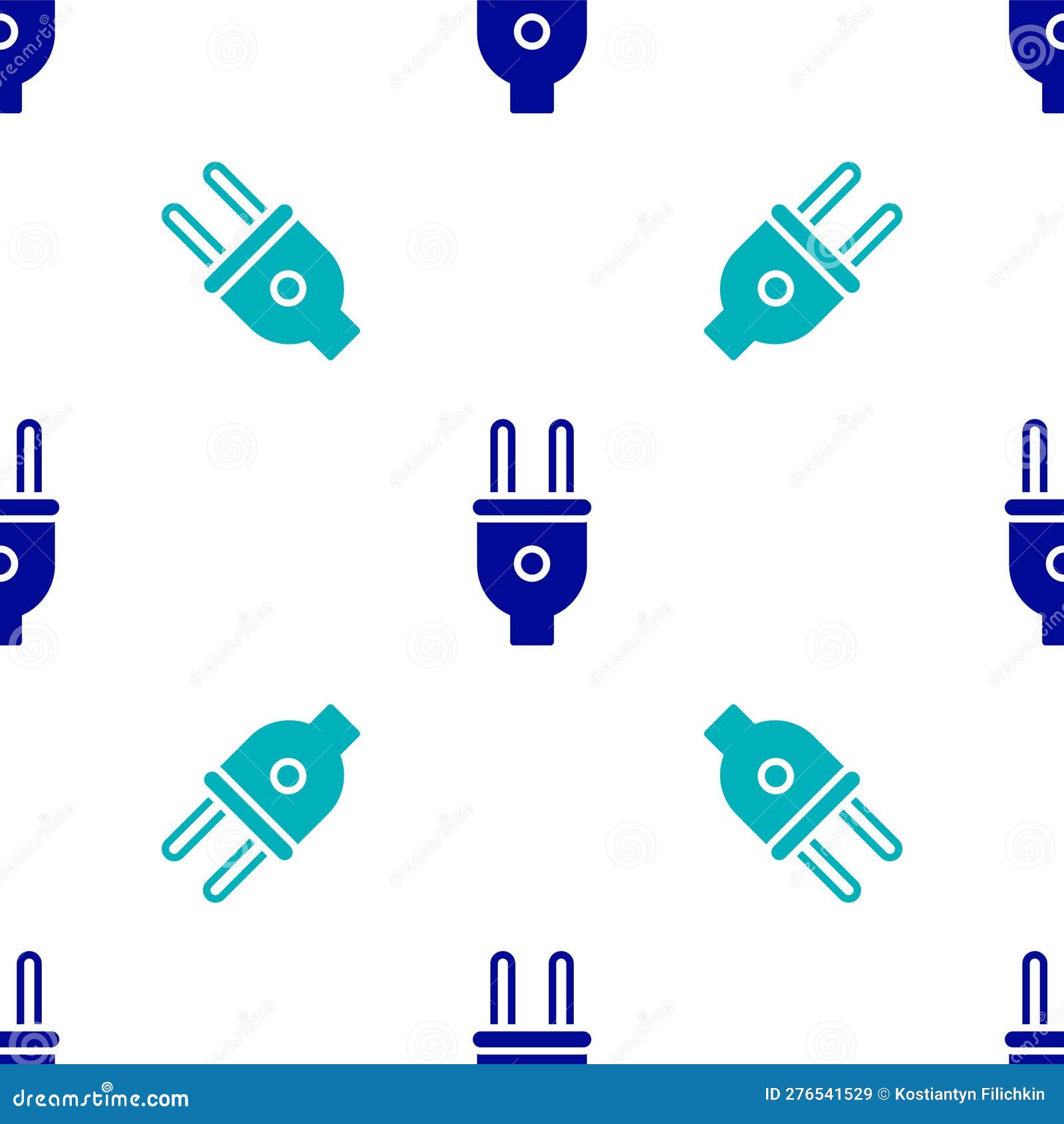 Blue Electric Plug Icon Isolated Seamless Pattern on White Background ...