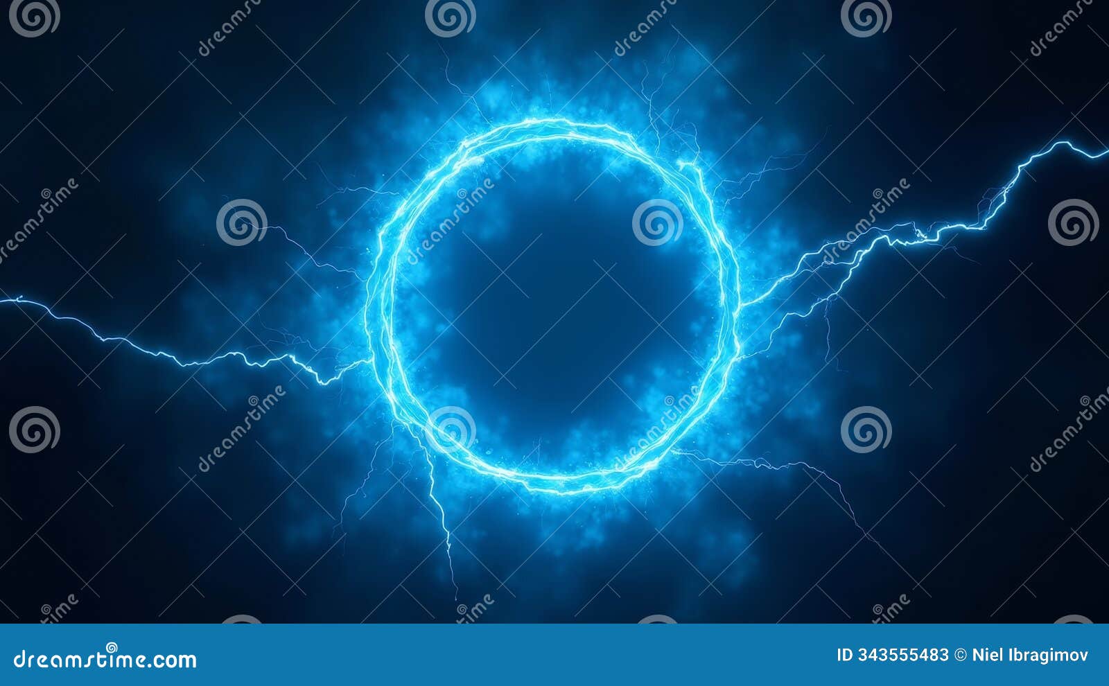 Blue Electric Ring with Lightning on Dark Background Stock Image ...