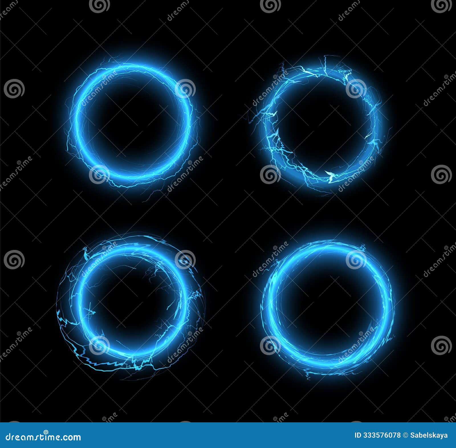 Blue Electric Rings Set, Vector Illustration Stock Illustration ...