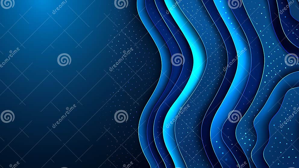 Blue and Electric Blue Wavy Stock Illustration - Illustration of ...