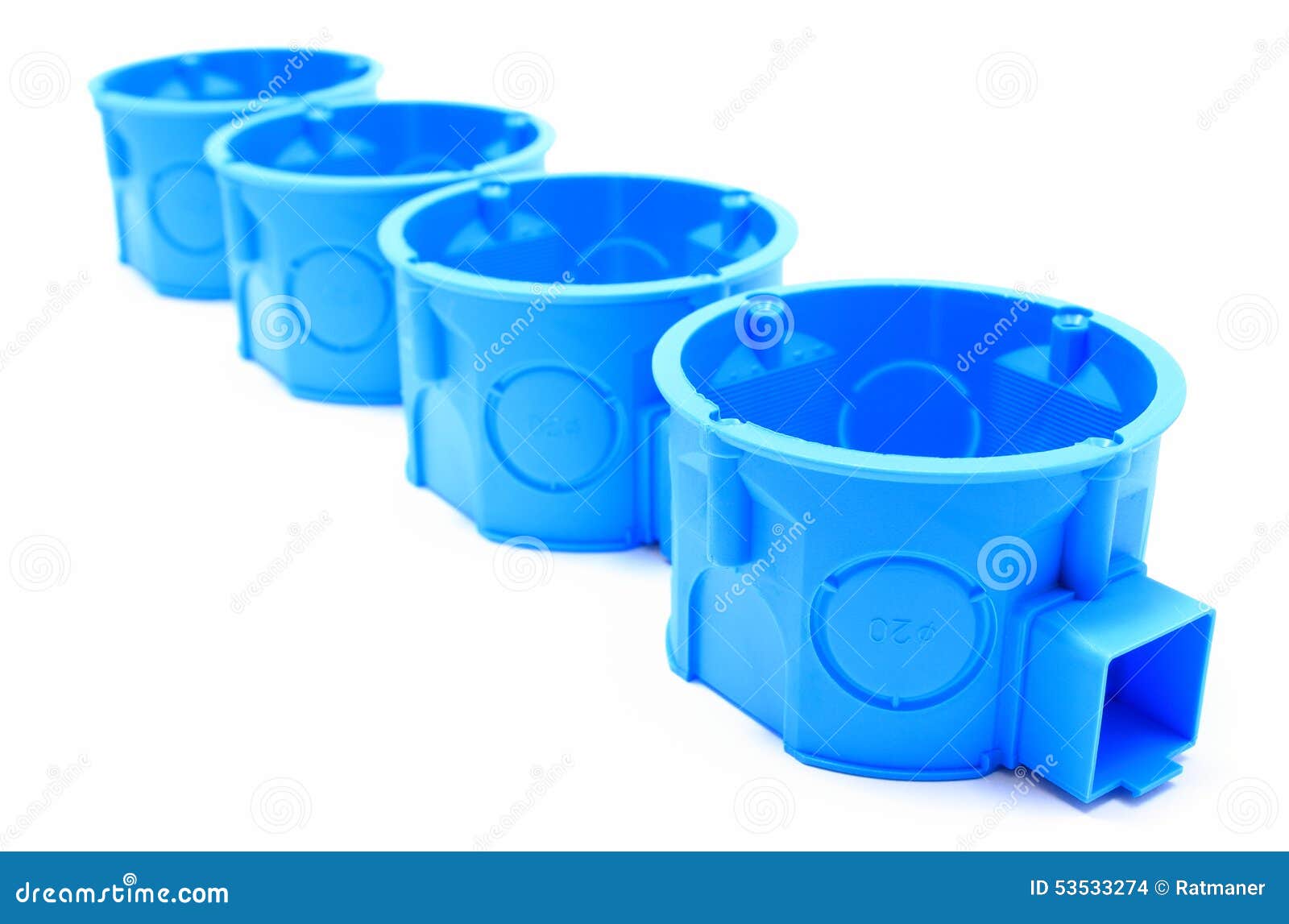 Blue Electrical Boxes on White Background Stock Photo - Image of ...