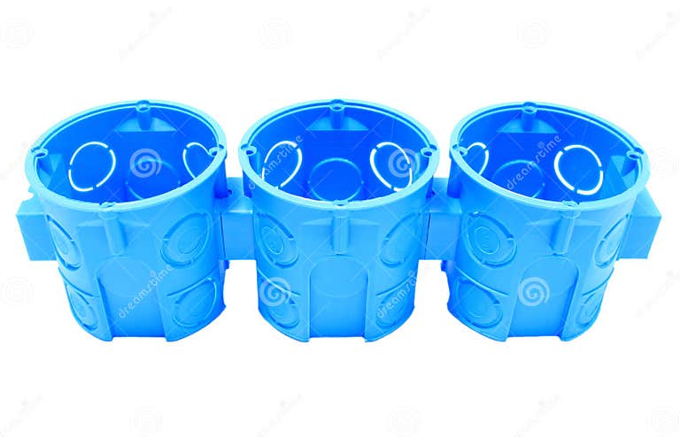 Blue Electrical Boxes on White Background Stock Image - Image of white ...