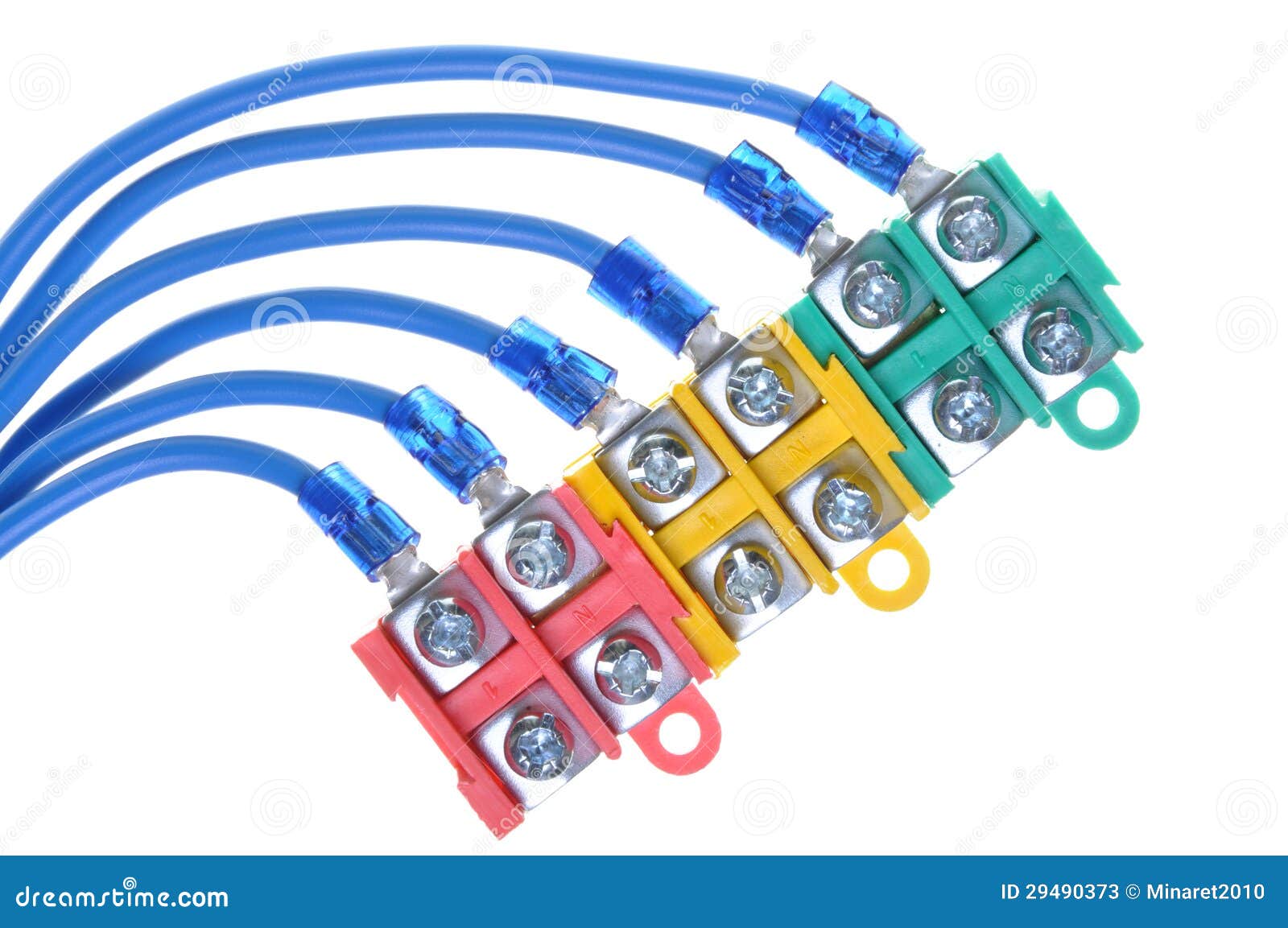 Red And Blue Electrical Cables In The Fuse Box Royalty-Free Stock ...