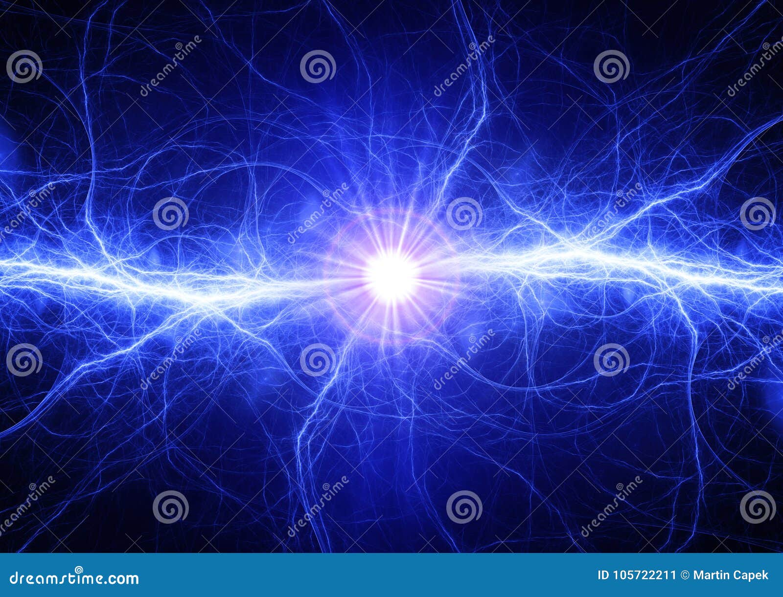 Red And Blue Lightning Bolts Of Electrical Current Moving Wildly Across ...