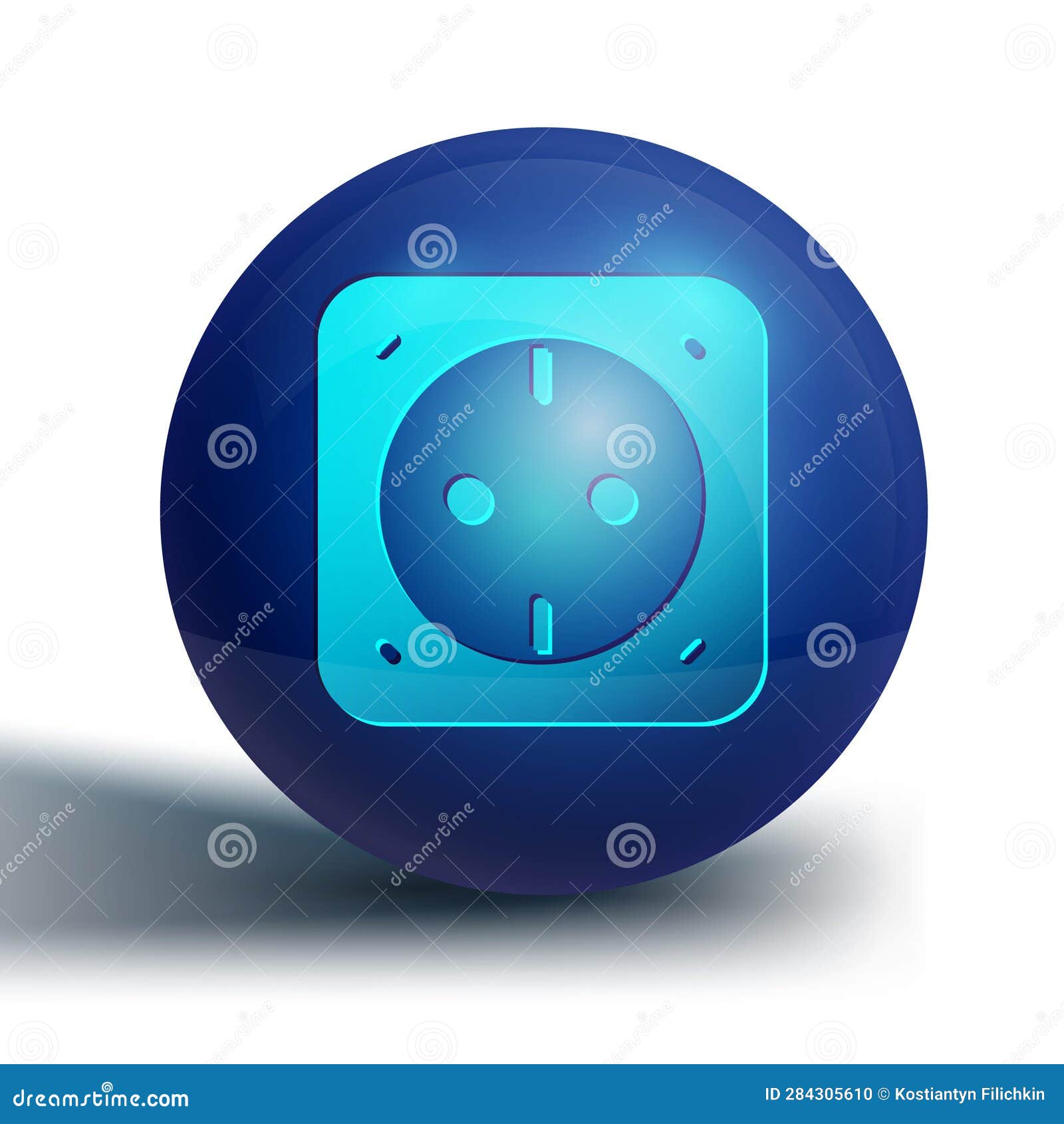 Blue Electrical Outlet Icon Isolated on White Background. Power Socket ...