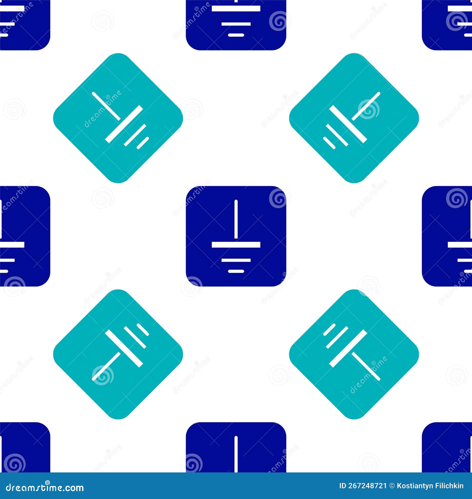 Blue Electrical Symbol Ground Icon Isolated Seamless Pattern on White ...
