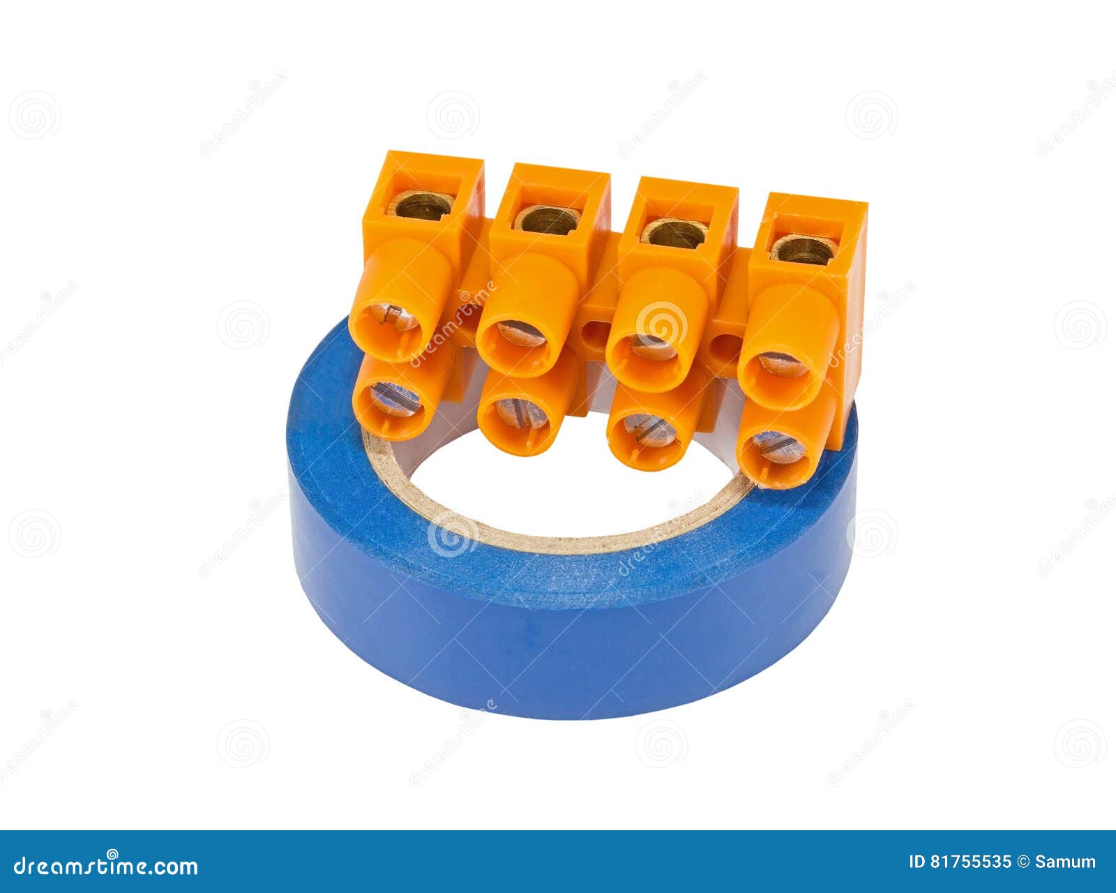 Blue Electrical Tape with Cable Connectors Stock Image - Image of round ...